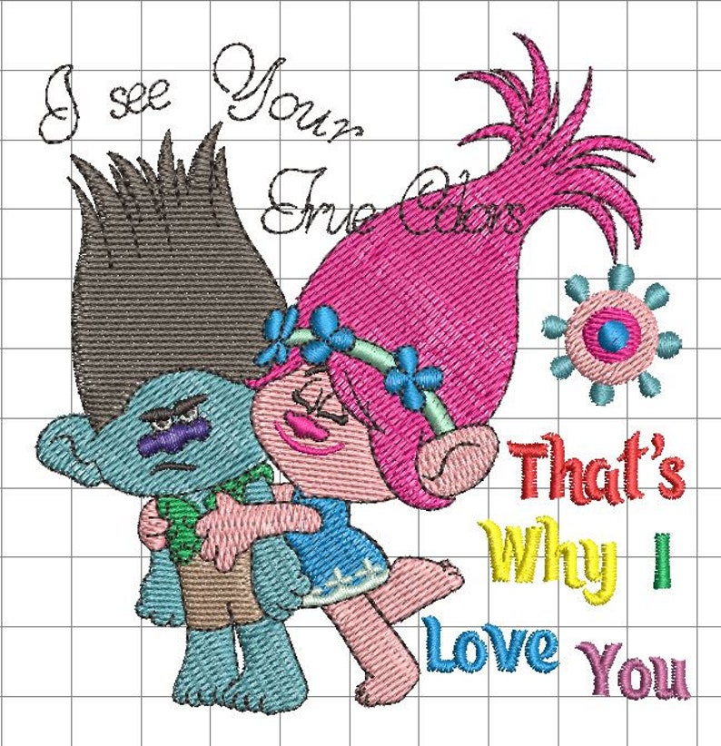 Trolls Machine Embroidery Design True Colors 4x4 - Etsy