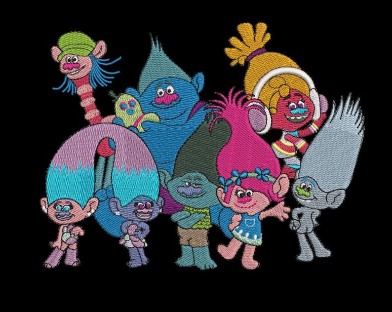 Trolls Machine Embroidery Design - Group 5x7 - Etsy