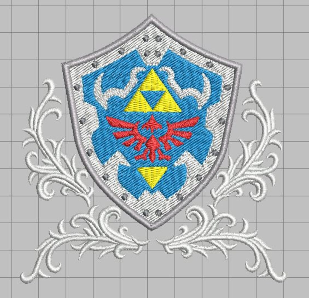 Zelda Machine Embroidery Design - Embellished Hylian Shield 4x4 - Etsy