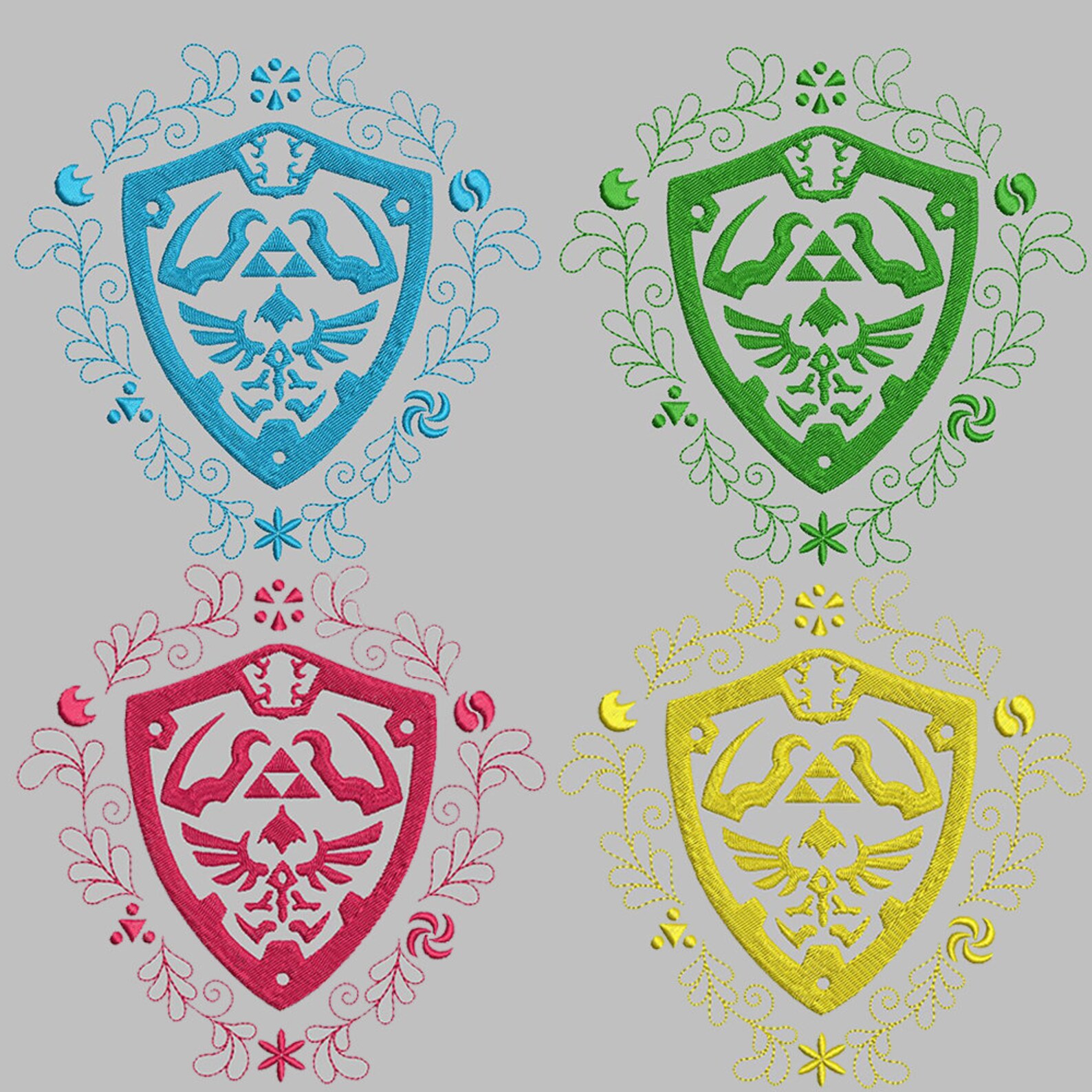 Zelda Machine Embroidery Design Embellished Hylian Shield | Etsy