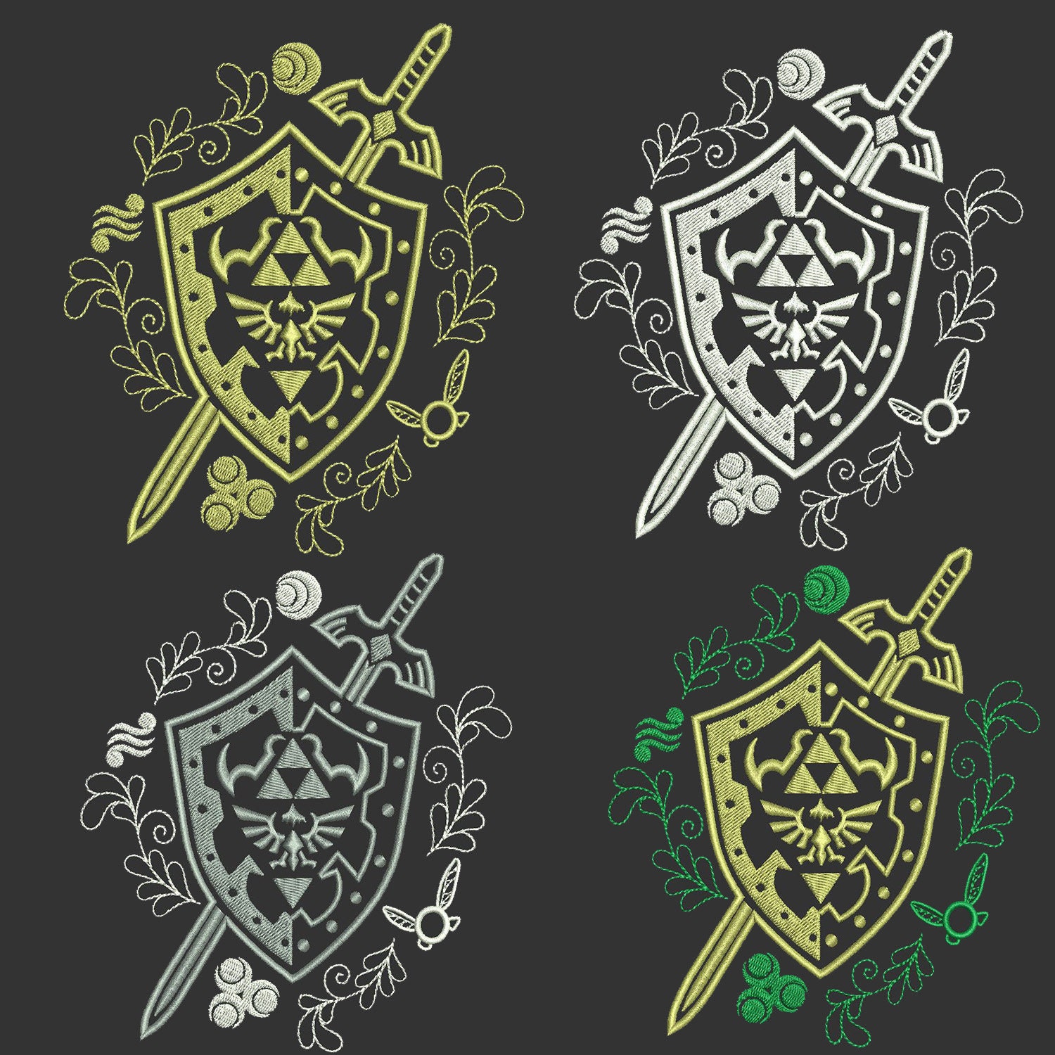 Zelda Machine Embroidery Design - Hylian Shield With Master Sword 5x7 ...