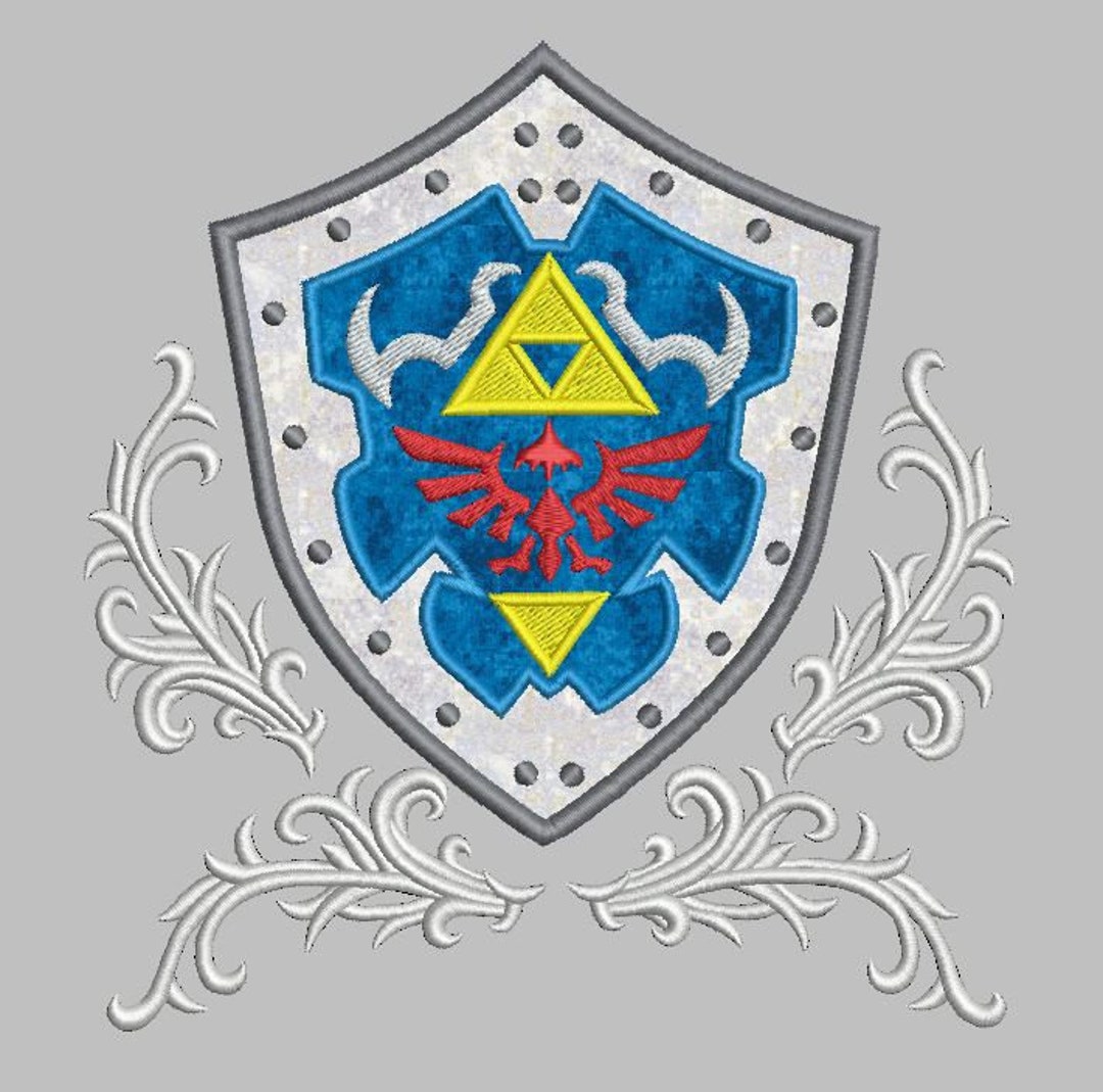 Zelda Machine Embroidery Applique Design -embellished Hylian Shield 6x6 ...