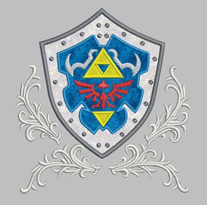Zelda Machine Embroidery Applique Design -embellished Hylian Shield 6x6 ...