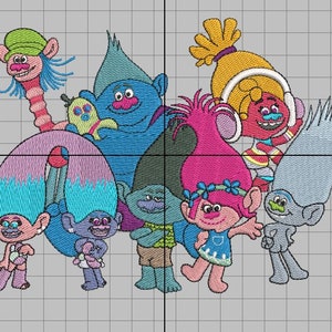 Trolls Machine Embroidery Design - Group 5x7 - Etsy UK