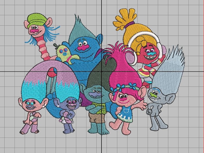 Trolls Machine Embroidery Design - Group 5x7 - Etsy UK