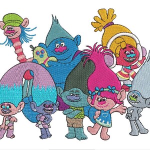 Trolls Machine Embroidery Design - Group 5x7 - Etsy