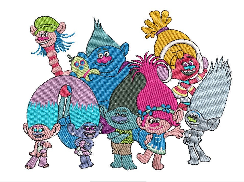 Trolls Machine Embroidery Design - Group 5x7 - Etsy