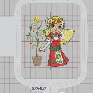 Zelda Machine Embroidery Design - Christmas Zelda 4x4 - Etsy