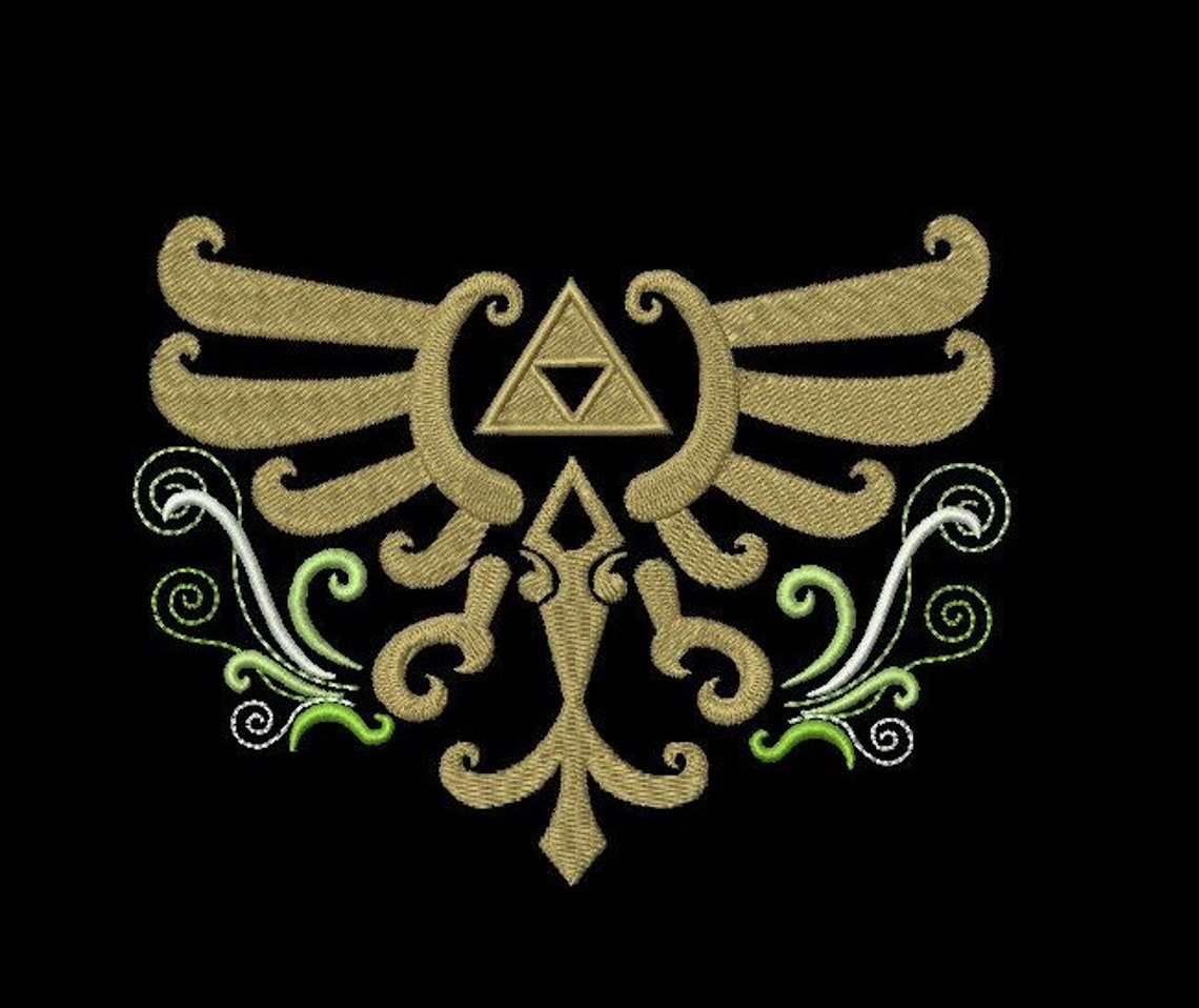 Zelda Machine Embroidery Design - Embellished Royal Crest 5x4 - Etsy