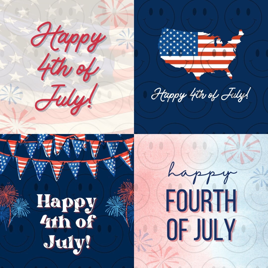 4 Customizable Fourth of July Canva Templates - Instantly Downloadable ...