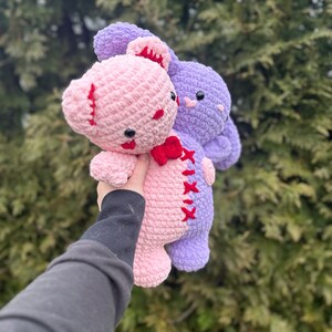 Crochet Vday Two Headed Plush Crochet Bunny/bear Plushie Stuffed ...
