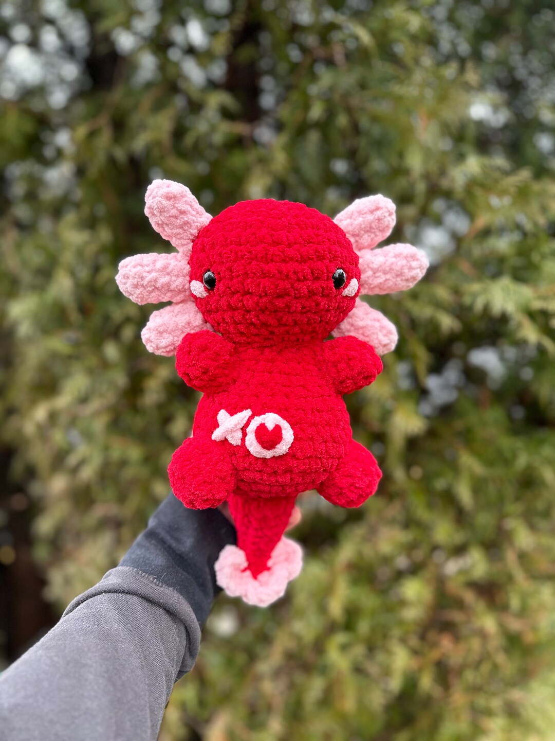 Crochet Vday Xo-lotl Crochet Axolotl Plushie Stuffed Animals Amigurumi ...