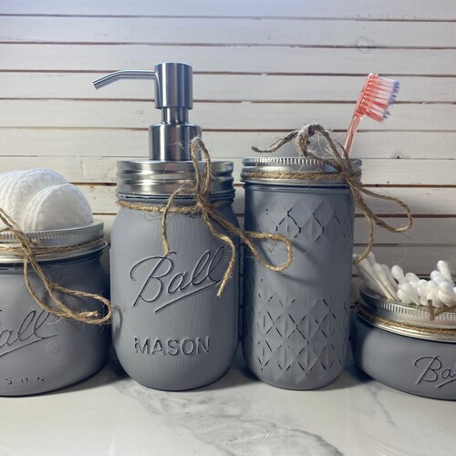 Rustic Mason Jar Bathroom Set - Etsy