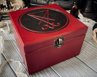 Wooden Box Sigil Lucifer Black & Gold - Etsy