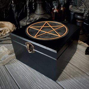Wooden Box Pentagram | Black & Gold - Etsy