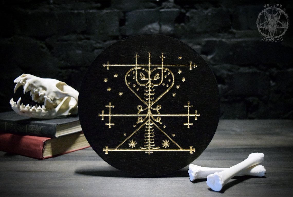 Loa Maman Brigitte veve Wooden Vodou Altar Pentacle | Etsy