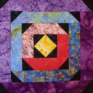 Block 4 of Adventures in Log Cabin, Diamond in a Square Log Cabin - Etsy