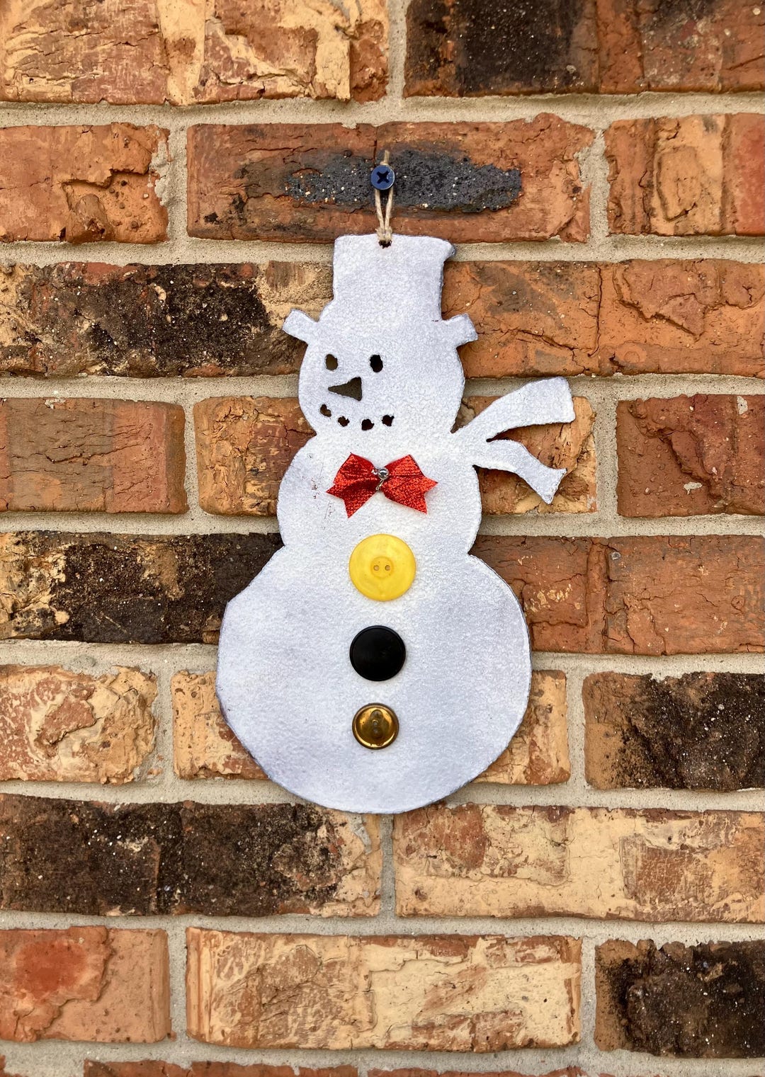 SNOWMAN W/ Buttons & Scarf Cutout Reclaimed Tin Sign - Etsy