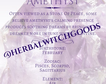 Amethyst Info Card - Etsy