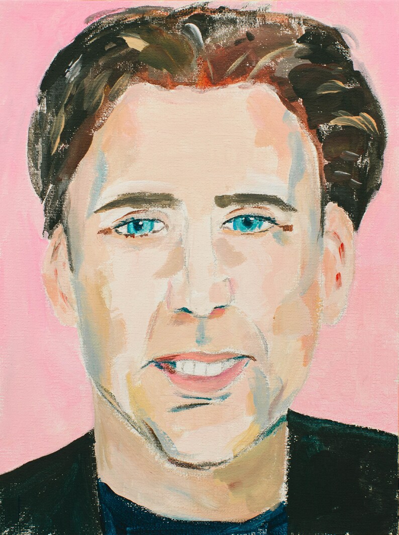 Hipster-Gemälde von Nicolas Cage Original Fine Art Print es - Etsy.de