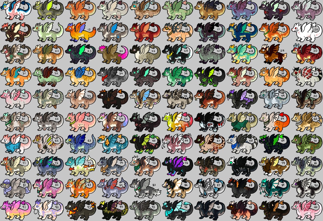 PART 2 51-100 100 DESIGNS Feral Furry Dragon Lizard Reptile Wolf Adopt ...