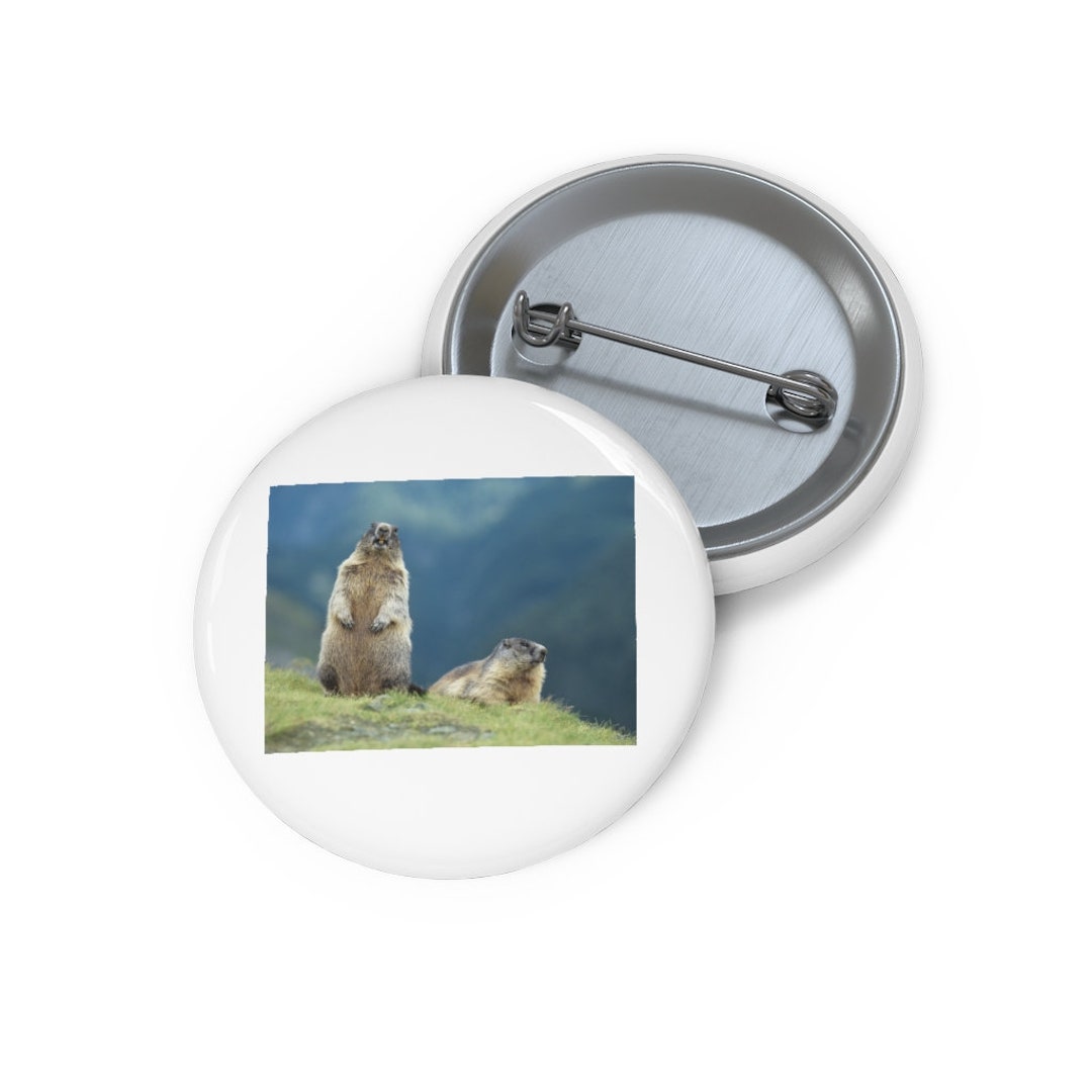 Two Marmots Pin, Two Marmots Button, Button Set, Lapel Pin, Hat Pin ...