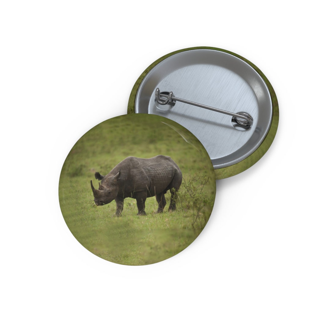 Rhinoceros Pin, Rhinoceros Button, Button Set, Lapel Pin, Hat Pin ...