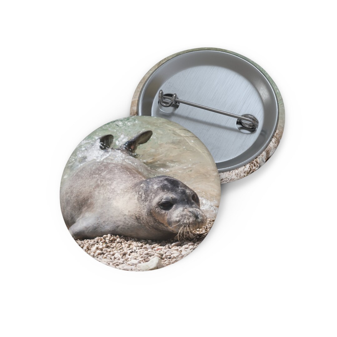 Mediterranean Monk Seal Pin, Mediterranean Monk Seal Button, Button Set ...