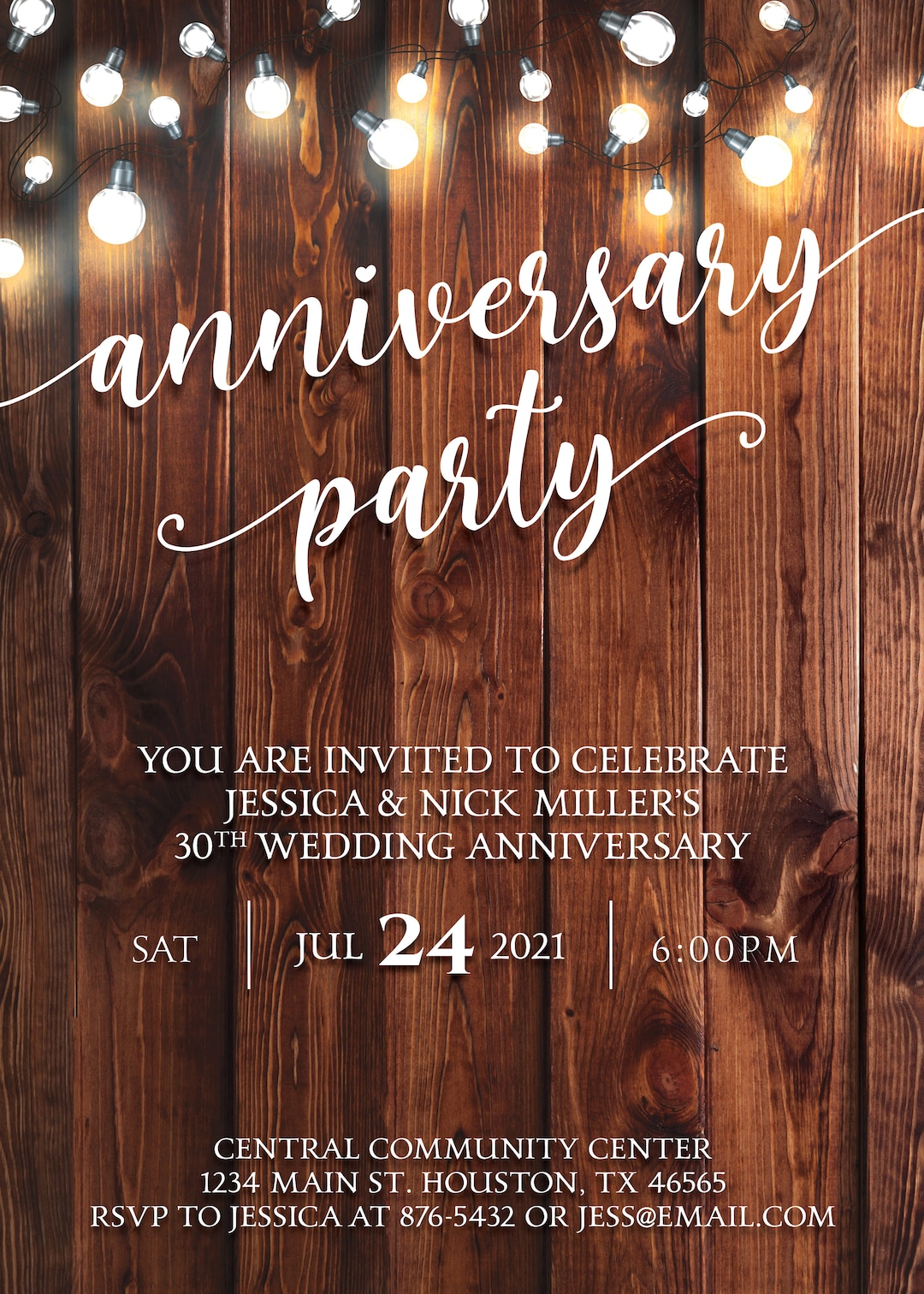 Custom Printable Anniversary Invitation Card, Downloadable Anniversary ...