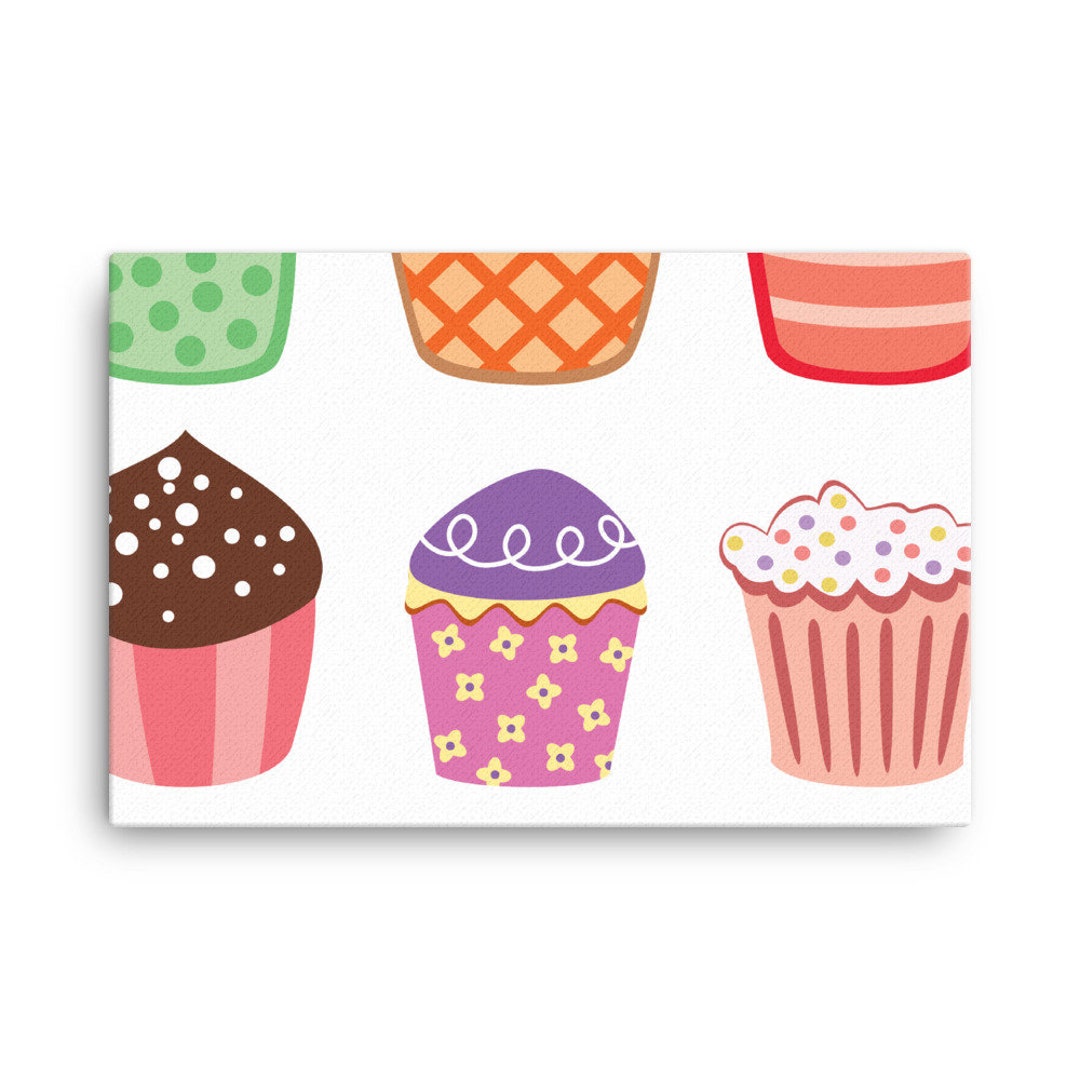 Vector Cupcakes Canvas, Vector Cupcakes Wall Canvas Print, Vector ...