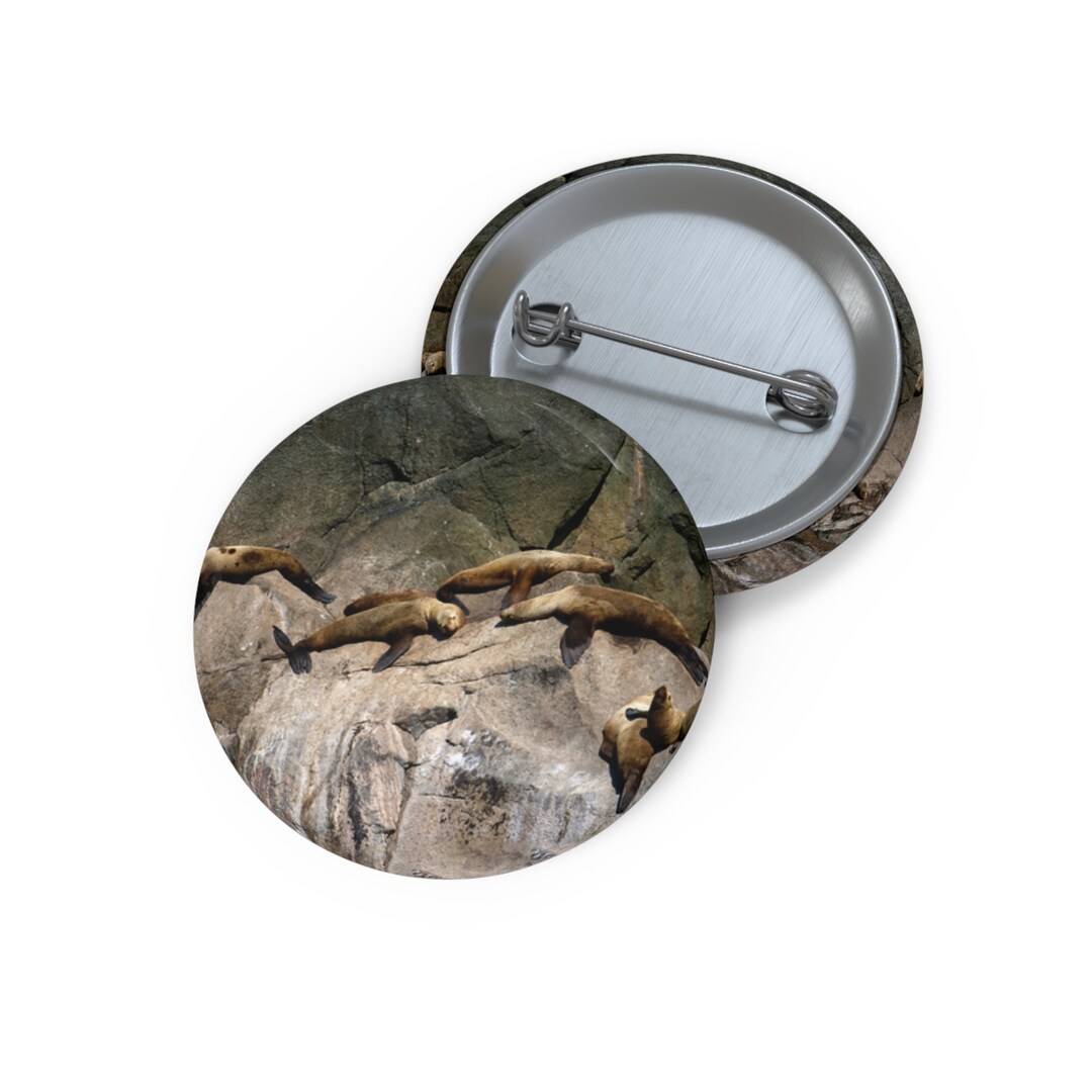 Sea Lions Pin, Sea Lions Button, Button Set, Lapel Pin, Hat Pin, Enamel ...