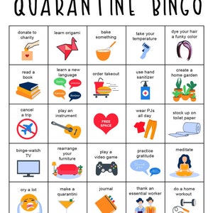Bingo Cards, Quarantine Bingo, Quarantine Games, Zoom Bingo, Virtual ...