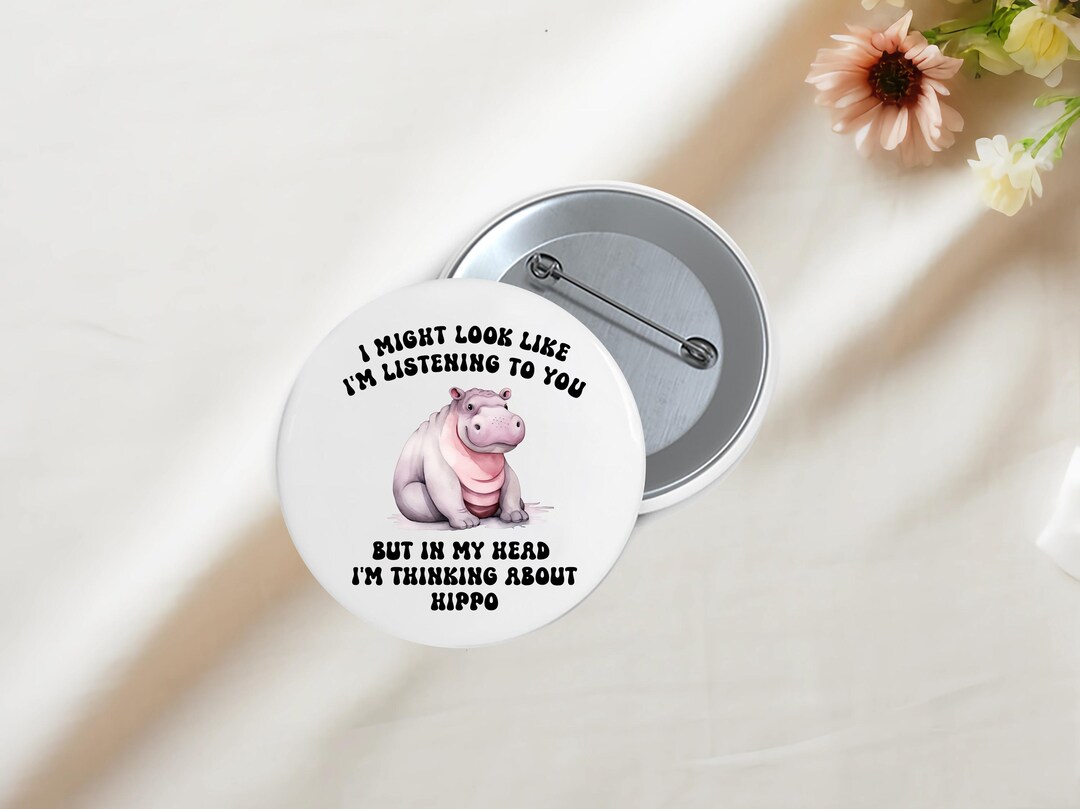 Hippo Pin, Hippo Button, Button Set, Lapel Pin, Hat Pin, Enamel Pins ...