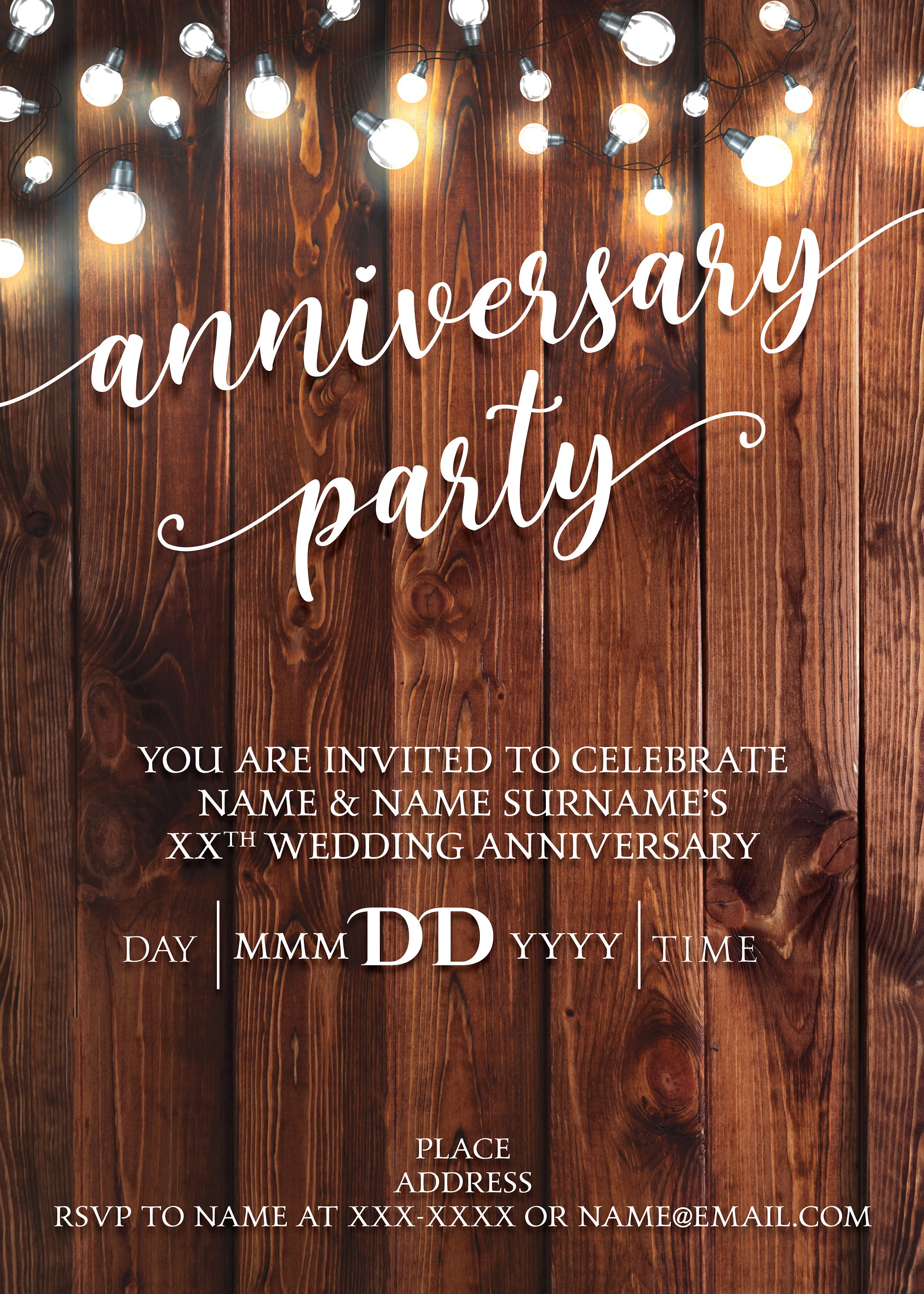 Custom Printable Anniversary Invitation Card Downloadable | Etsy