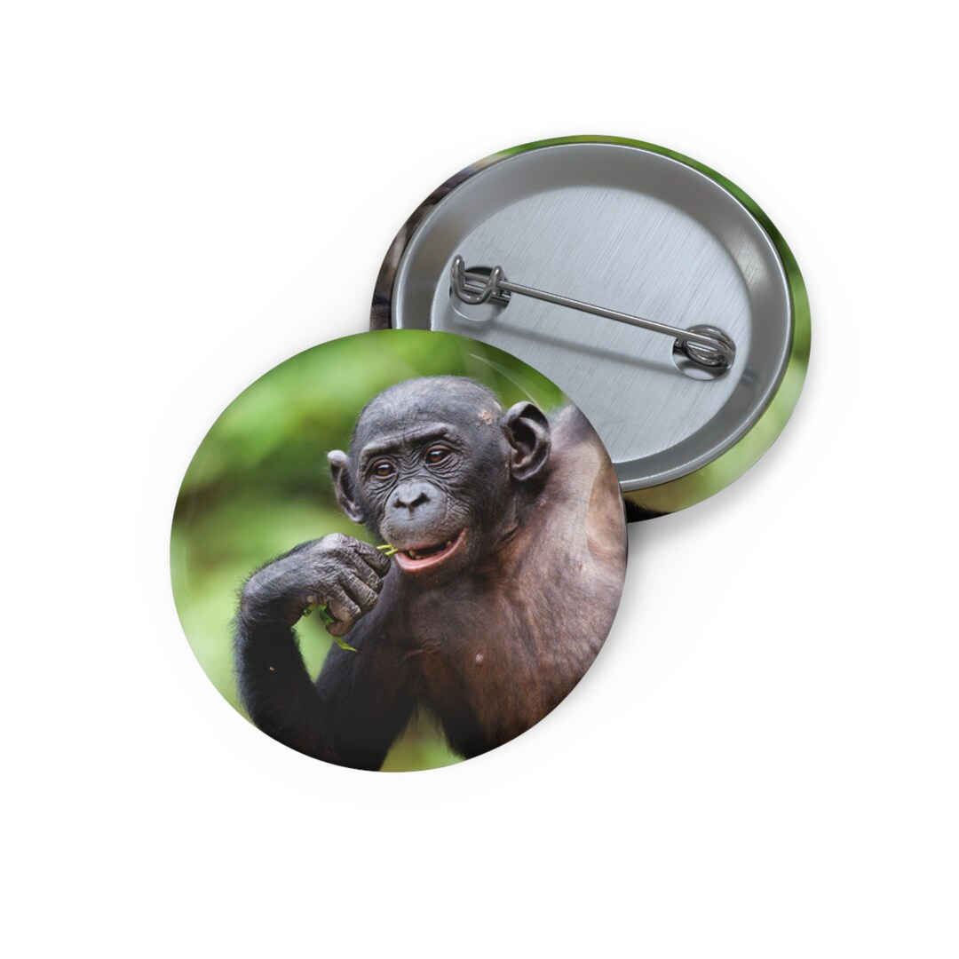 Chimpanzee Bonobo Pin, Bonobo Button, Button Set, Lapel Pin, Hat Pin ...