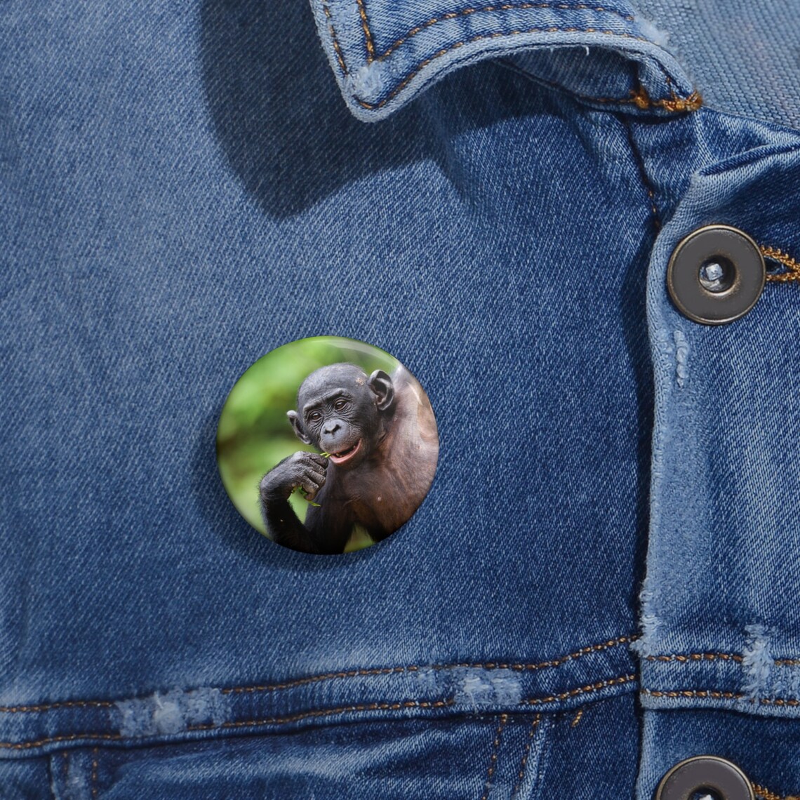 Chimpanzee Bonobo Pin, Bonobo Button, Button Set, Lapel Pin, Hat Pin ...