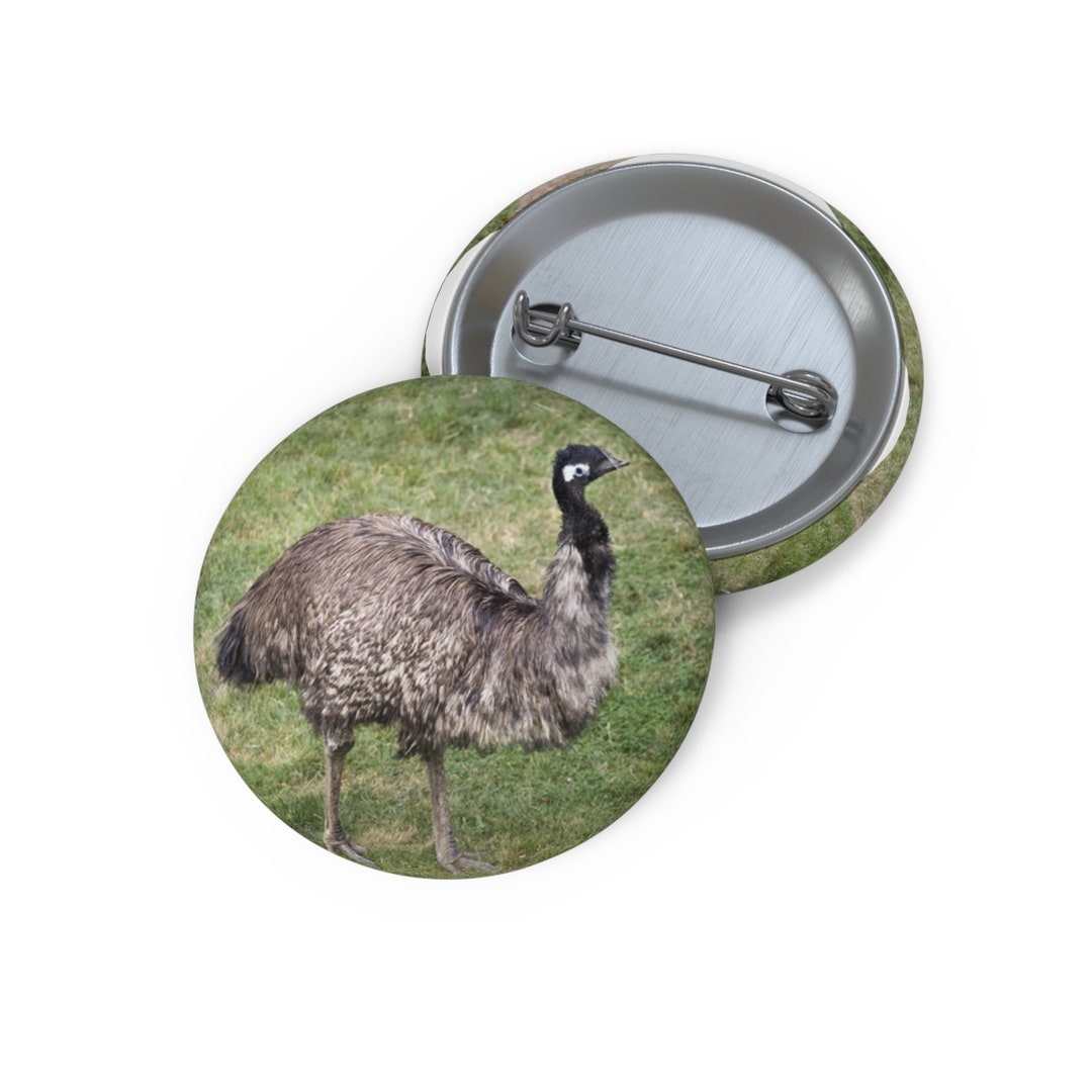 Emu Standing up Pin, Emu Button, Button Set, Lapel Pin, Hat Pin, Enamel ...