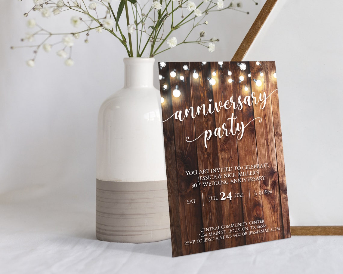Custom Printable Anniversary Invitation Card Downloadable | Etsy