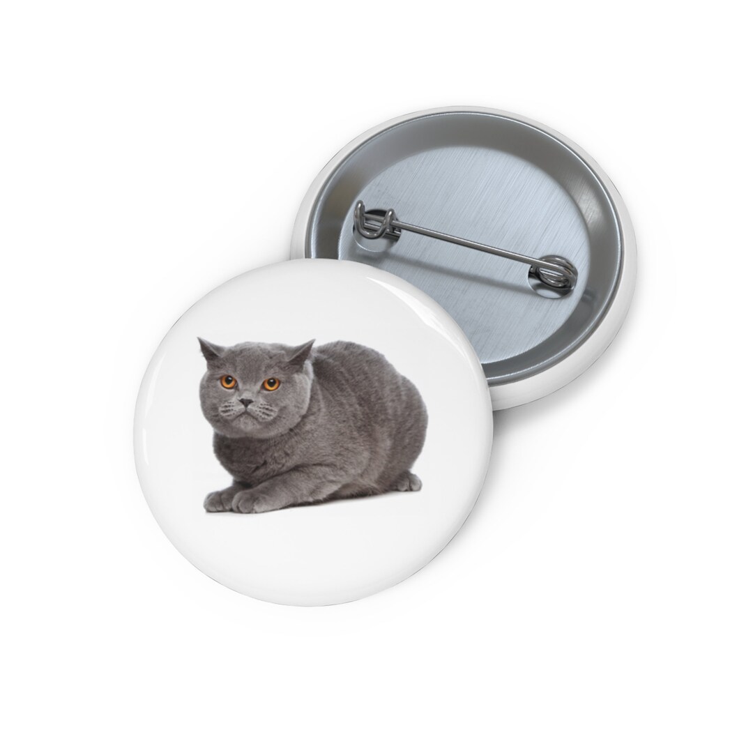 Blue British Shorthair Cat Pin, Cat Button, Button Set, Lapel Pin, Hat ...