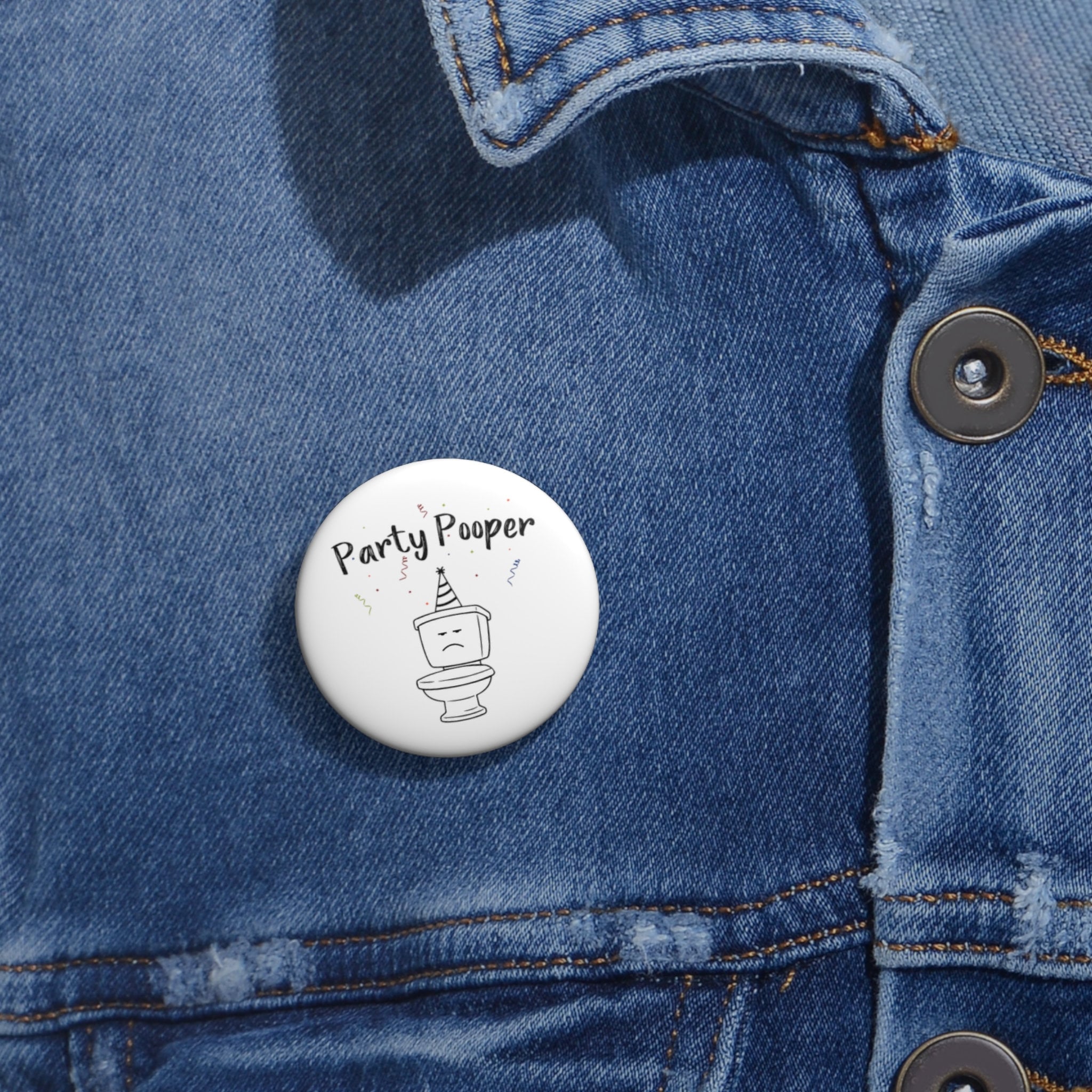 Party Pooper Pin, Party Pooper Button, Button Set, Lapel Pin, Hat Pin ...