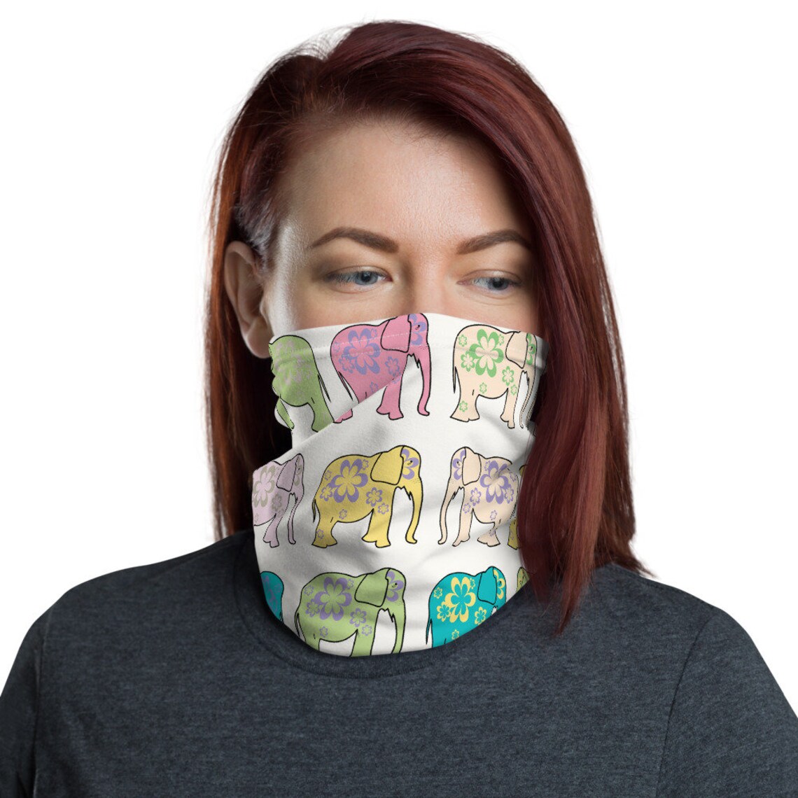Elephant Print Elephant Face Mask Elephant Lover Print Face Etsy