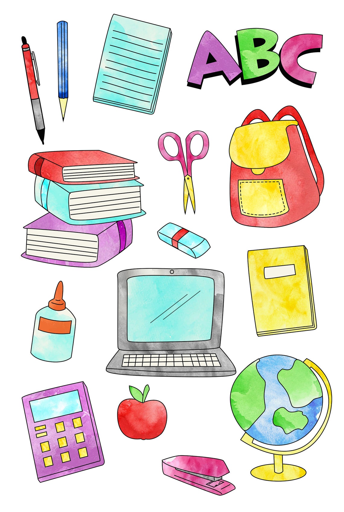 School Clipart, School Supply Clipart, Back to School Clipart, Clipart ...