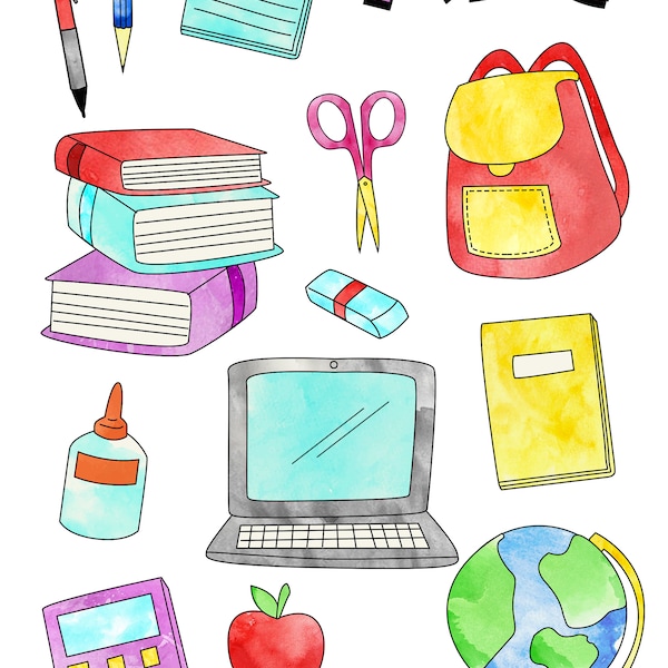 School Supply Clip Art - Etsy