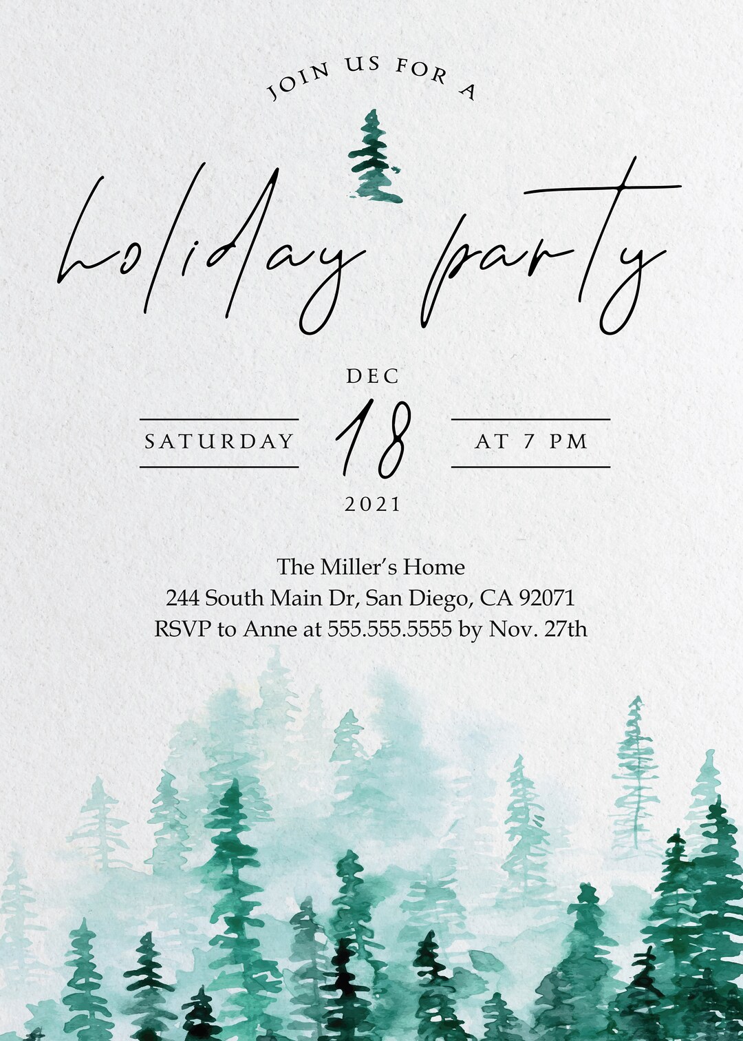 Custom Printable Holiday Invitation Card, Quarantine Downloadable ...