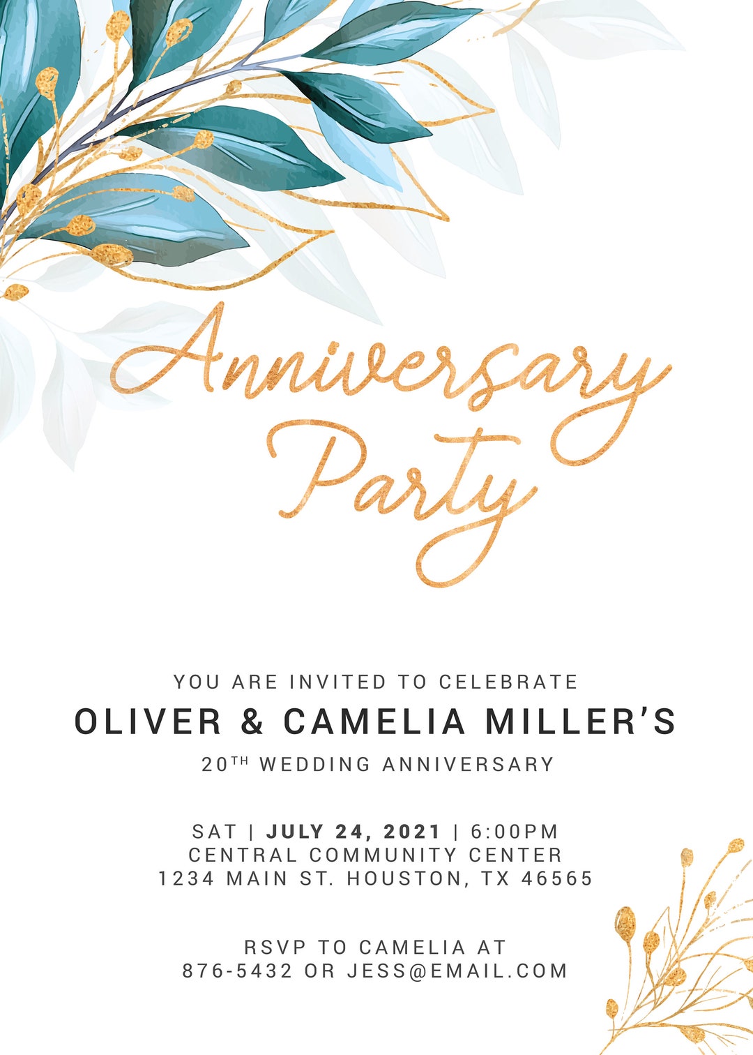 Custom Printable Anniversary Invitation Card, Downloadable Anniversary ...