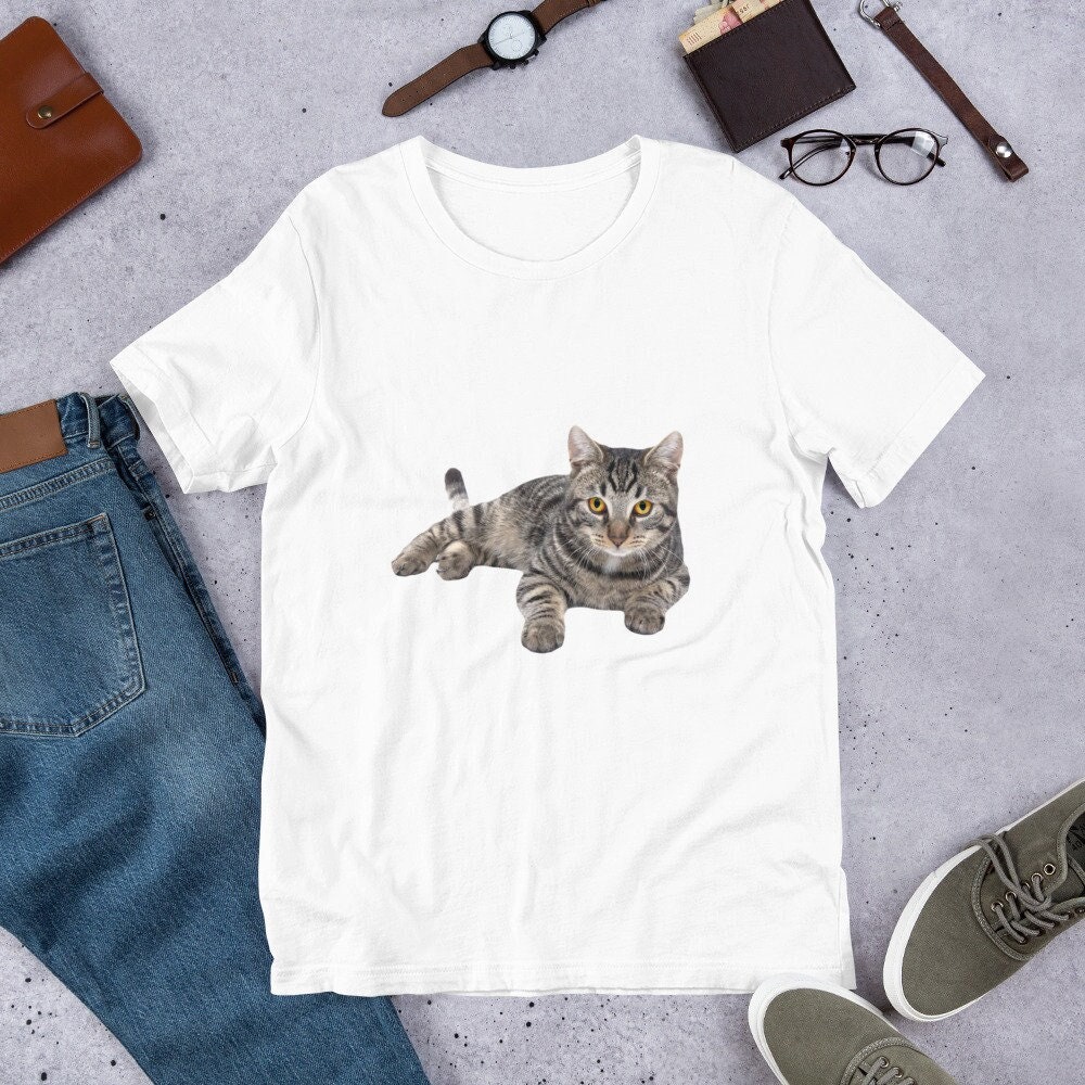 Grey Tabby Cat Shirt, Grey Tabby Cat Tee, Funny Tee, Grey Tabby Cat T ...