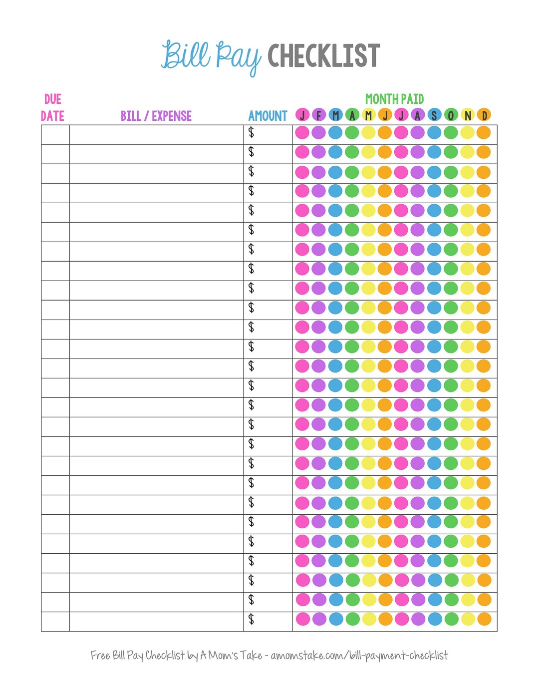 Buy Bill Tracker Printable, Printable Bill Payment Checklist, Bill ...