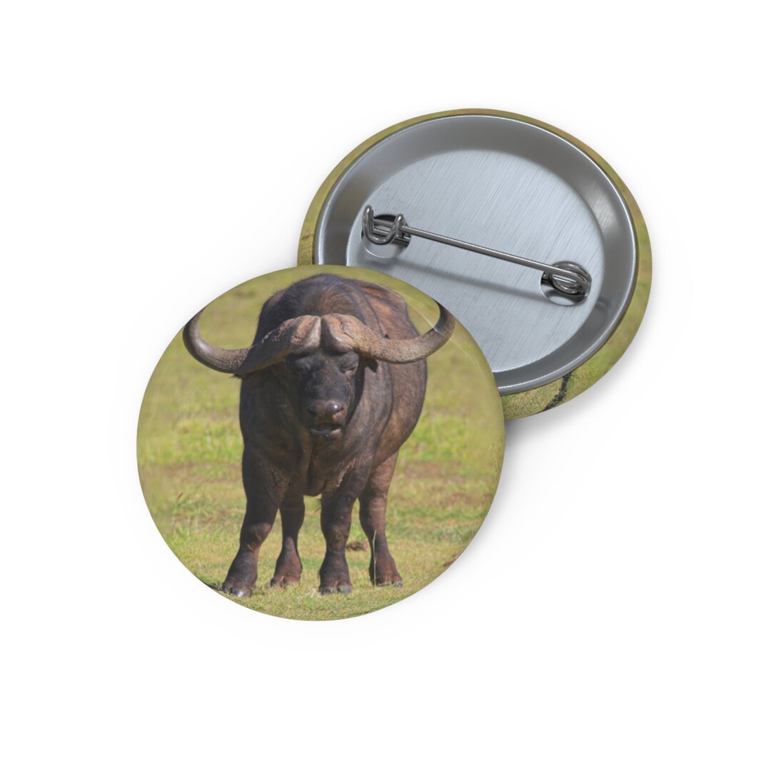 Cape Buffalo Pin, Cape Buffalo Button, Button Set, Lapel Pin, Hat Pin ...