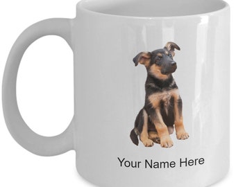 German Shepherd Botanical Mug With Custom Name Personalized - Etsy