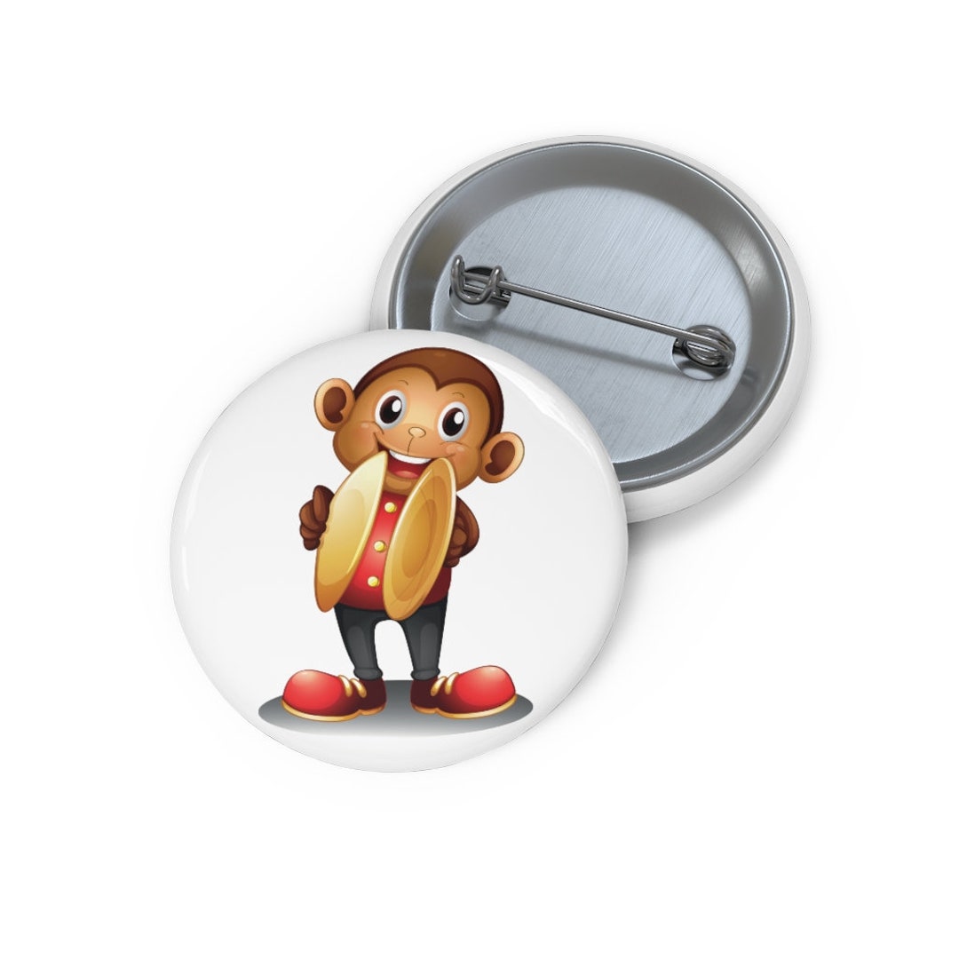 Monkey Holding Cymbals Pin Monkey Holding Cymbals Button Button Set
